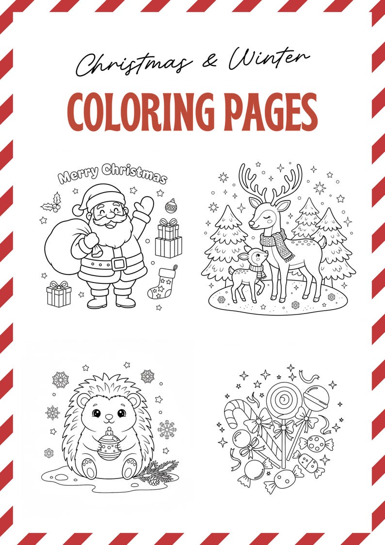 Christmas Winter Coloring Pages, 50+ Holiday Activity Sheets (PDF) - Etsy