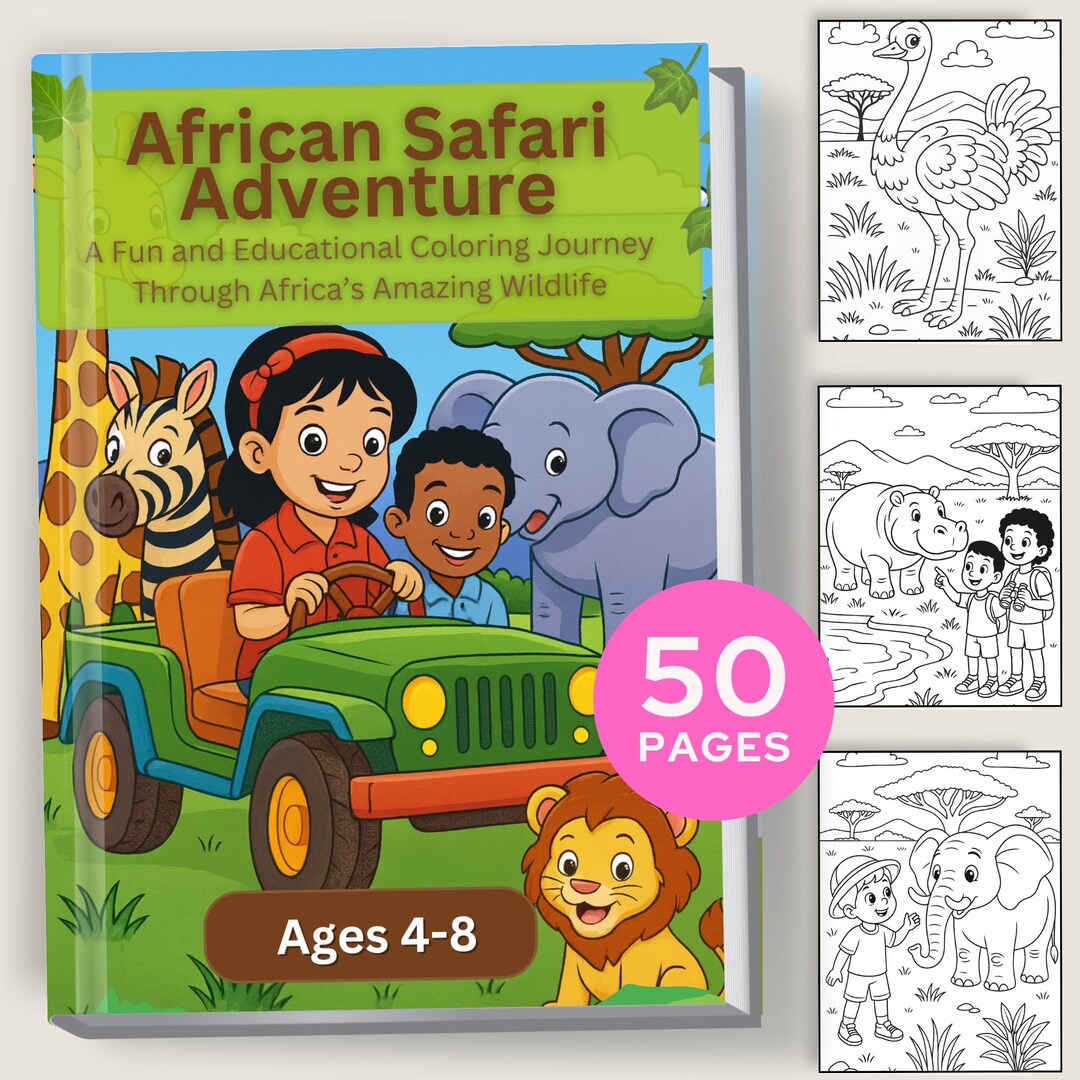 Safari Animals Coloring Book for Kids | Educational Activity Book - Etsy