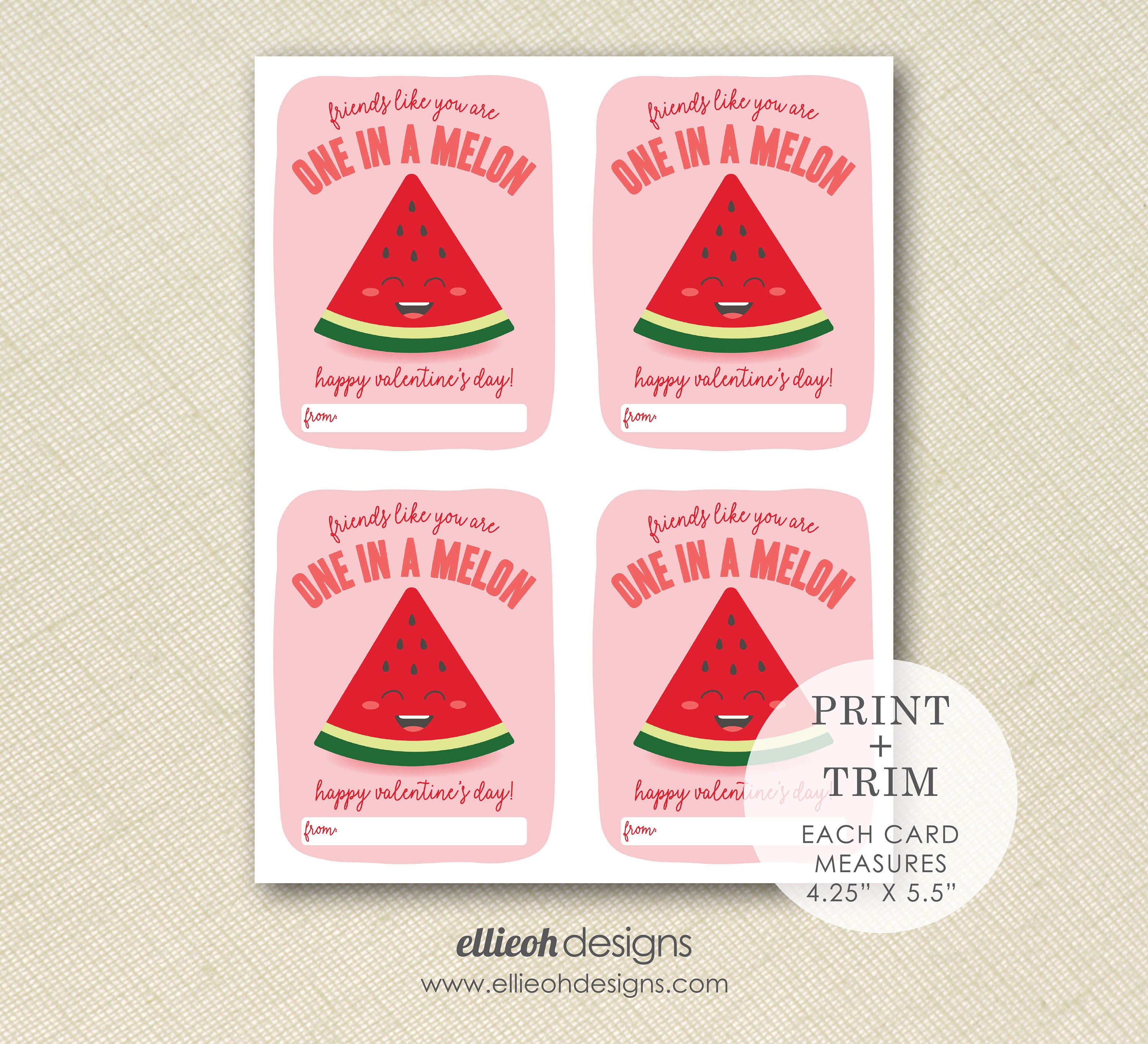 INSTANT DOWNLOAD Printable Watermelon Valentine Printable Valentine ...