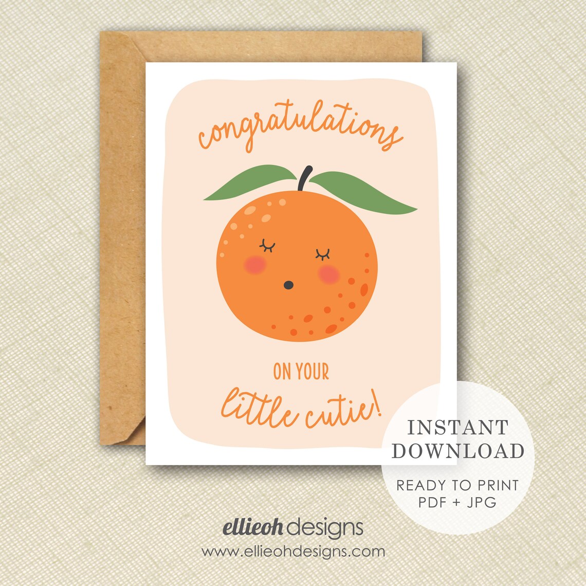 Printable New Baby Card | DIY | INSTANT DOWNLOAD | Printable Card ...