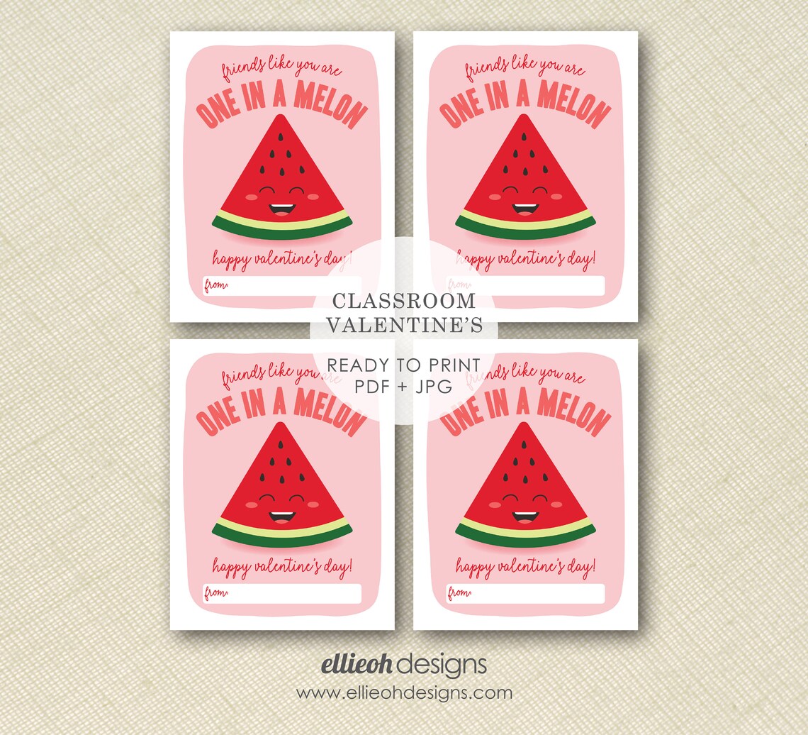 INSTANT DOWNLOAD | Printable Watermelon Valentine | Printable Valentine ...