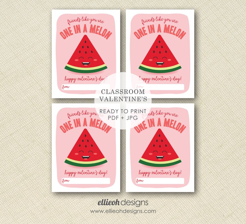 INSTANT DOWNLOAD | Printable Watermelon Valentine | Printable Valentine ...