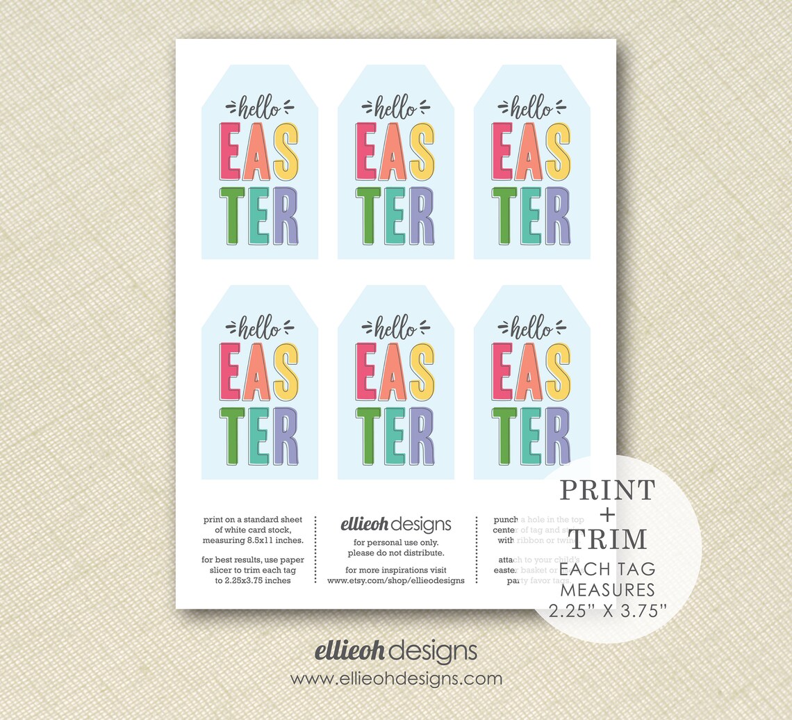 Printable Easter Tag. INSTANT DOWNLOAD. Printable Tag. Easter Basket ...