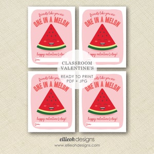INSTANT DOWNLOAD Printable Watermelon Valentine Printable Valentine ...