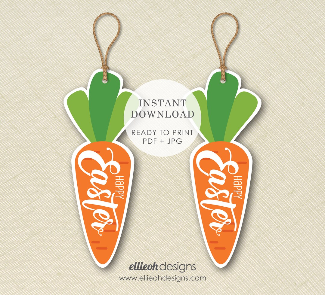 Printable Easter Tag. INSTANT DOWNLOAD. Easter Carrot Tag. Carrot Tag ...
