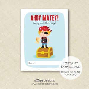 DIGITAL DOWNLOAD | Printable Pirate Valentine | Printable Valentine ...