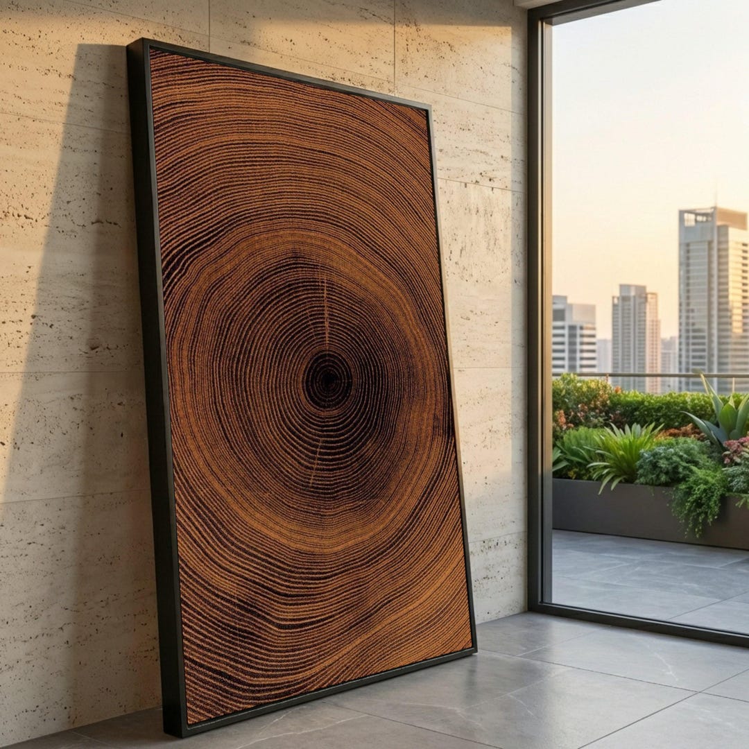 Rustic Tree Rings Canvas Wall Art, Nature Inspired Wood Texture Print ...