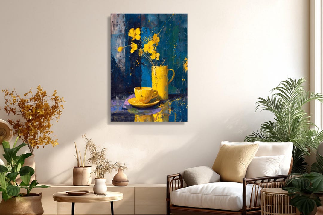 Yellow Flowers Still Life Canvas Print, Modern Floral Wall Art - Etsy