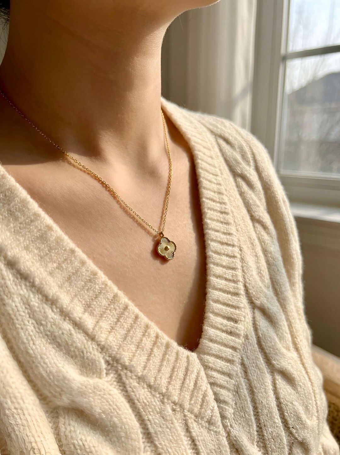 Van Cleef Style Pendant-minimal Gold Clover Necklace- Lucky Gift for ...