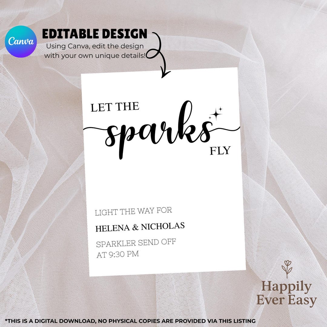 Editable Let the Sparks Fly Wedding Sign (digital Download) - Etsy
