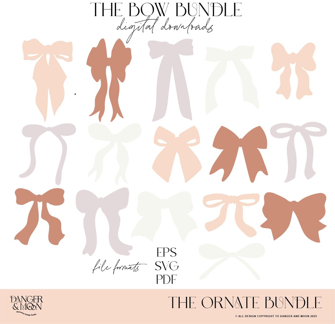 Hand-drawn Bow Shapes: Wedding SVG Die Line Bundle – for Cricut ...