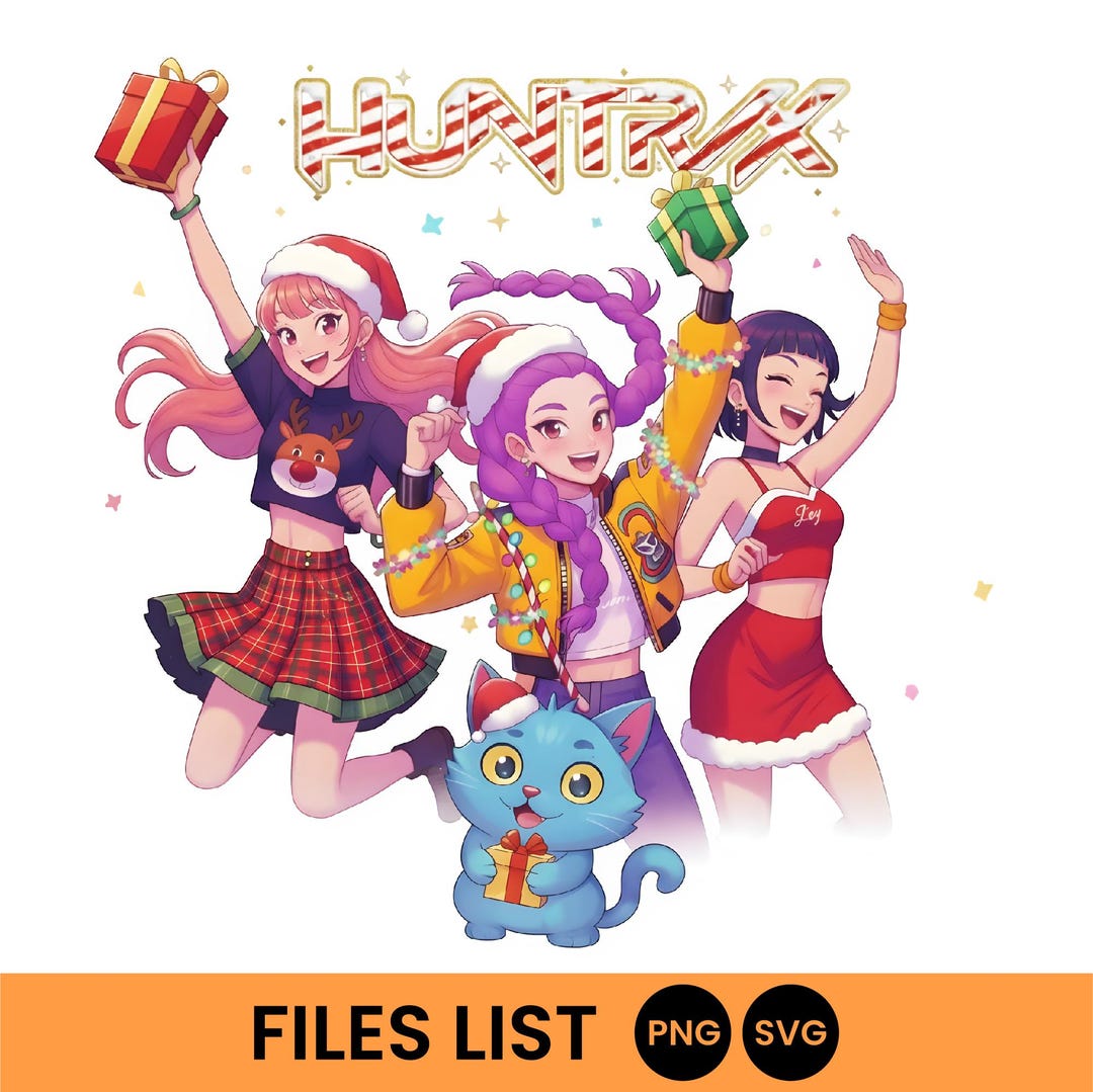 Kpop Demon Hunters Christmas Stickers, Kawaii Anime Clipart (digital ...