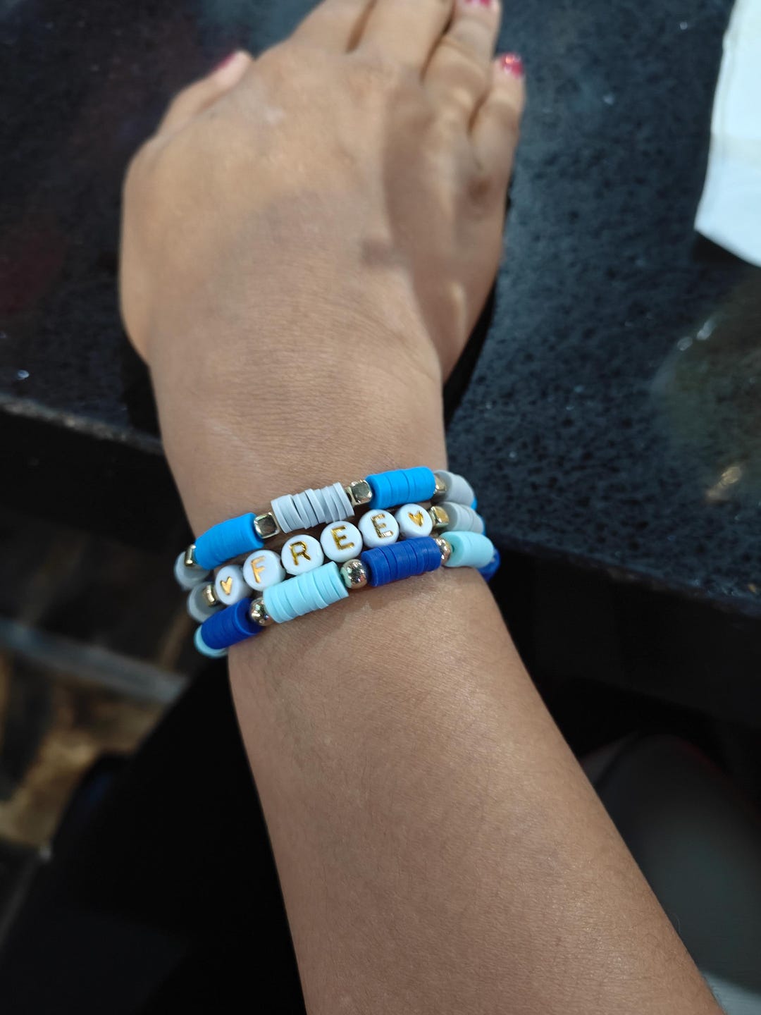 Heishi Bracelet Stack | Gold Accents | Clay Bead Bracelets | Christmas ...