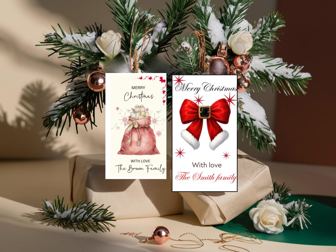 30 Christmas Gift Tags Editable Text - Etsy