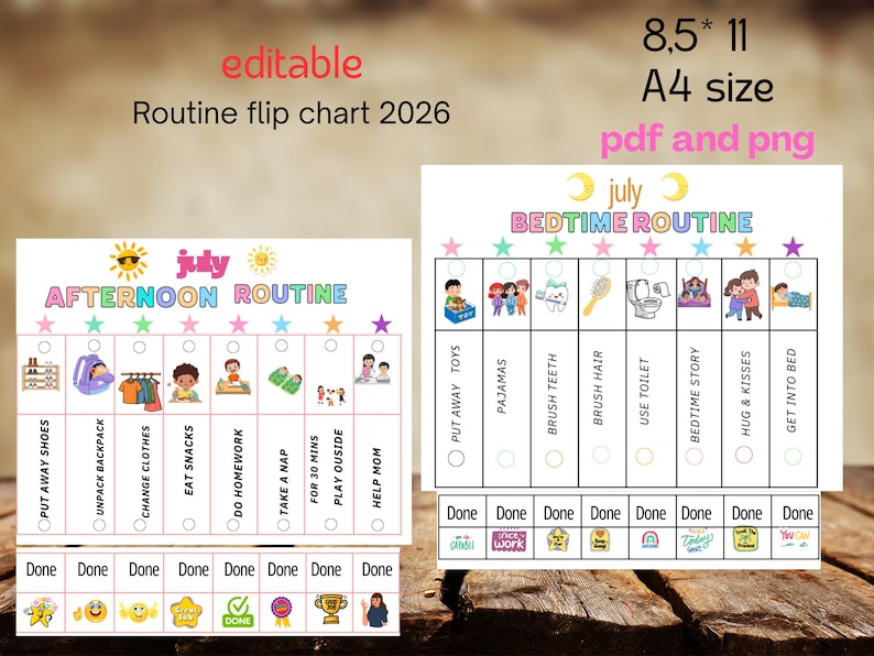 Printable Kids Routine Chart | Editable Daily Planner (digital Download ...