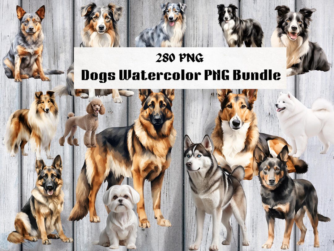 Huge Collection 280 Dog Watercolor PNG Bundle - Etsy