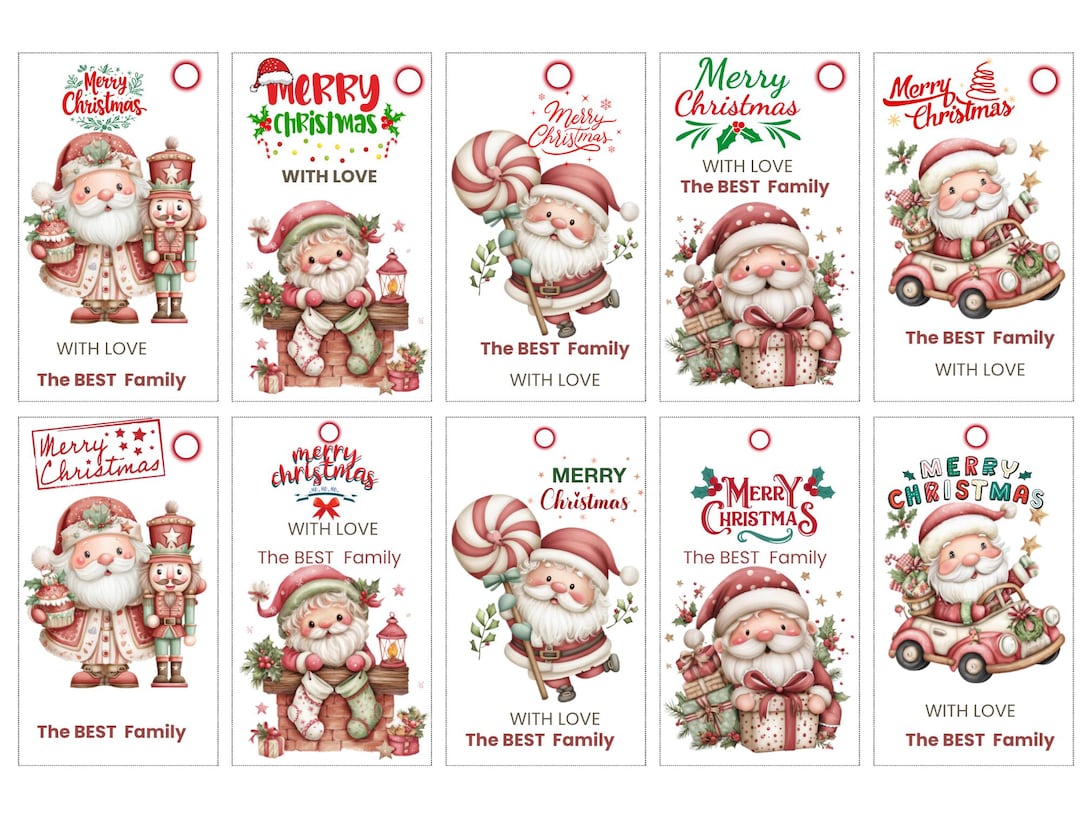 Editable Christmas Gift Tags 35, Printable Holiday Label (digital ...