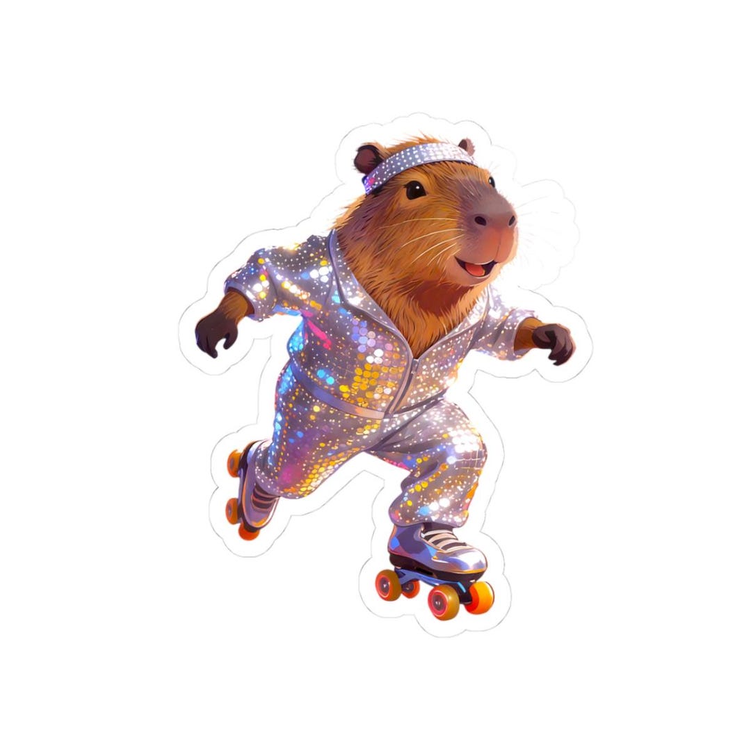 Calvi Capybara Disco Roller Capybara Sticker | Kiss-cut Sticker - Etsy