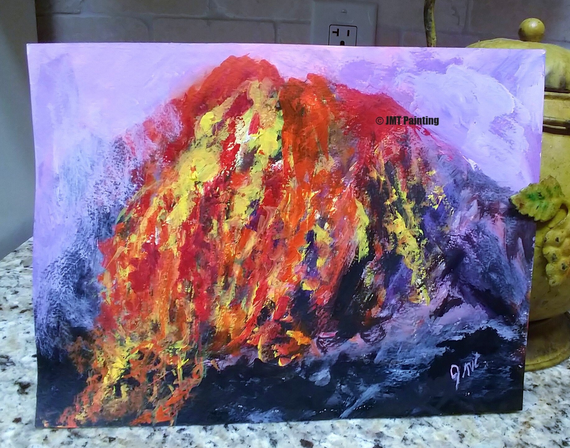 Erupting Volcano Original 9x12 original acrylic painting | Etsy