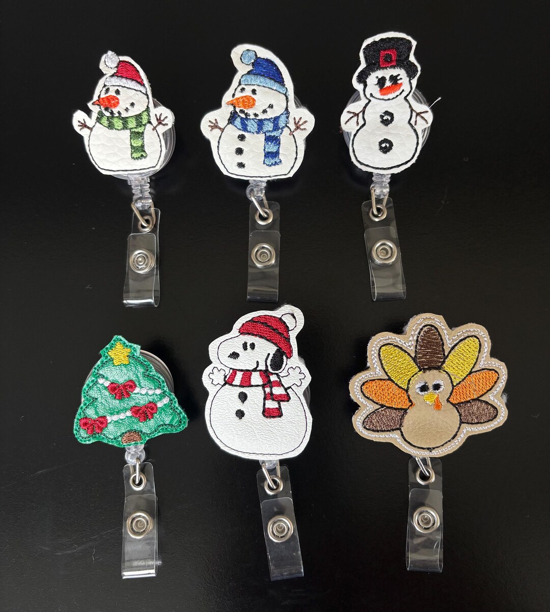 Embroidered Holiday Badge Reels - Etsy