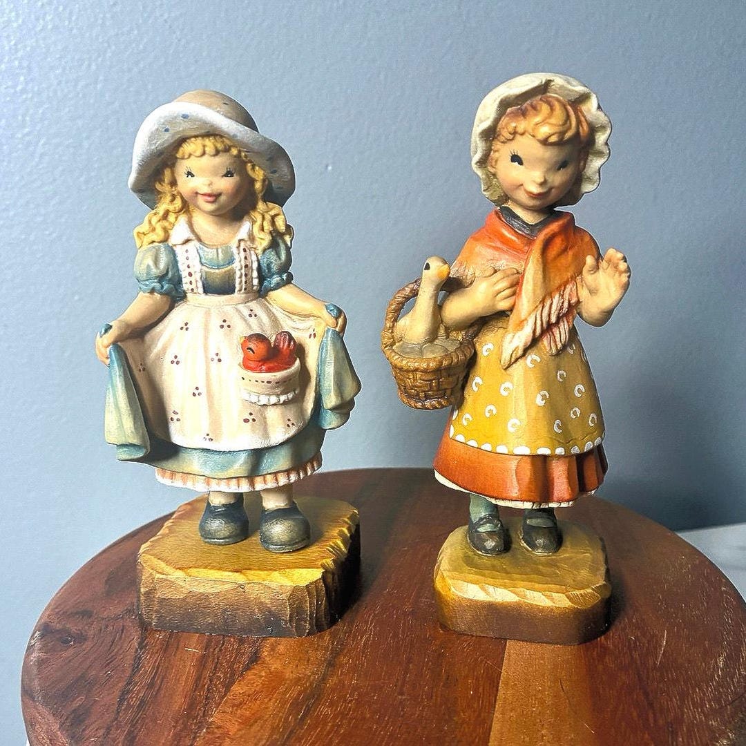 Vintage ANRI Club Ferrandiz Wooden Figurines – Italian Hand Carved Pair ...