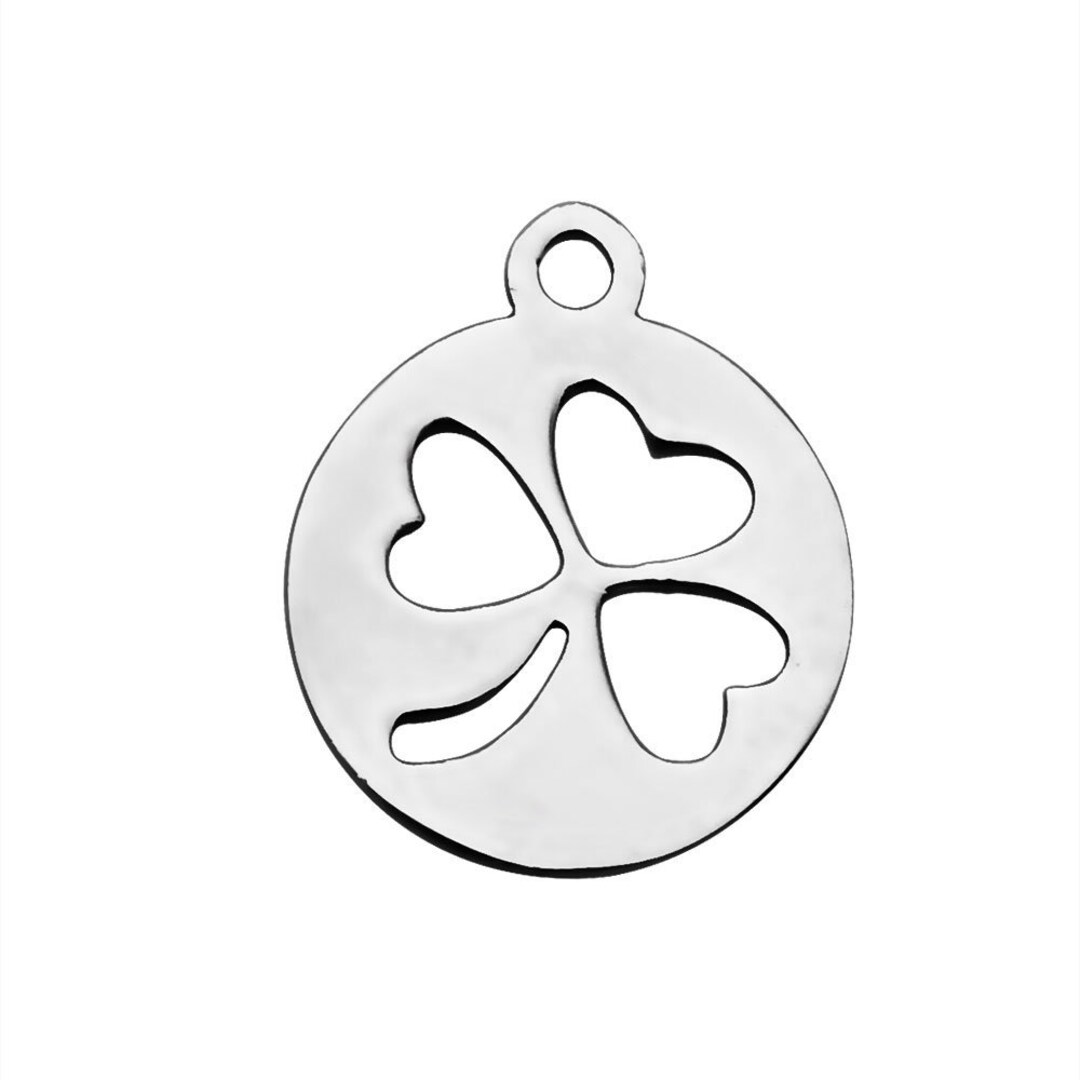 1 Stainless Steel Cloverleaf Disc Charm Non Tarnish 14x12x1mm for Your ...