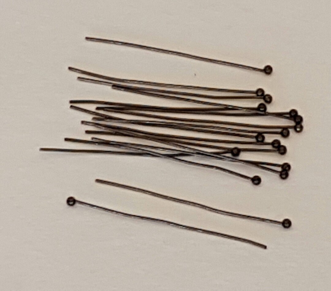 50 Ball Headpins Black Gunmetal 35mm 0.5 Inches for Your Art or Jewelry ...
