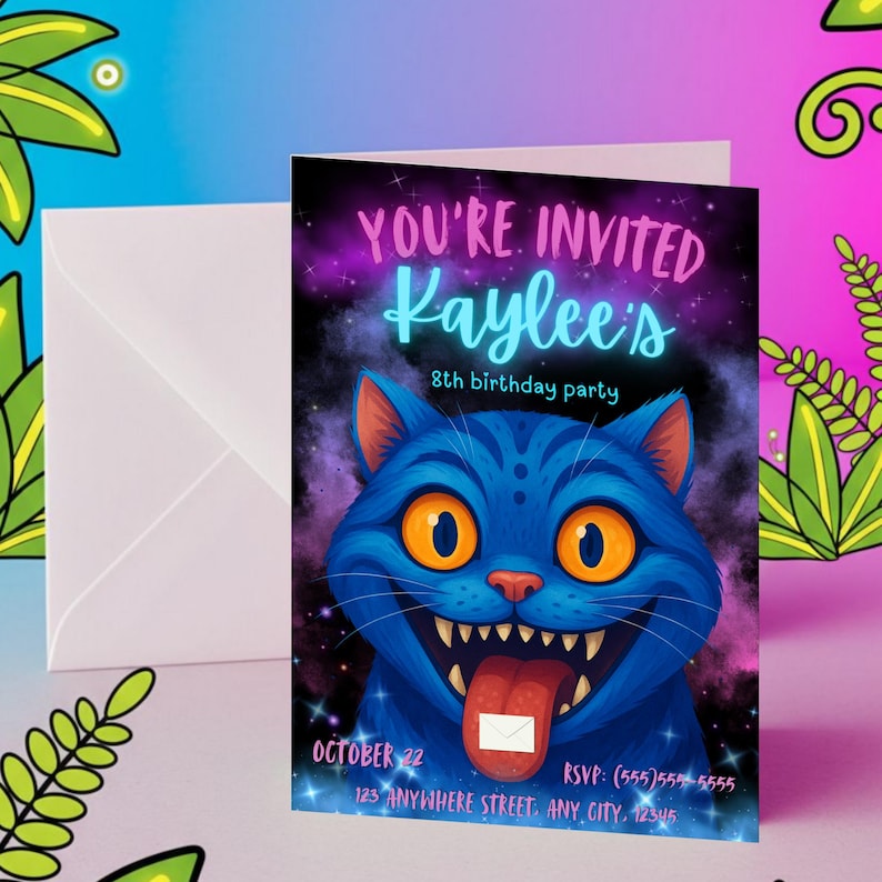 Kpop Demon Hunters Derpy Tiger Birthday Invitation - Editable Canva ...
