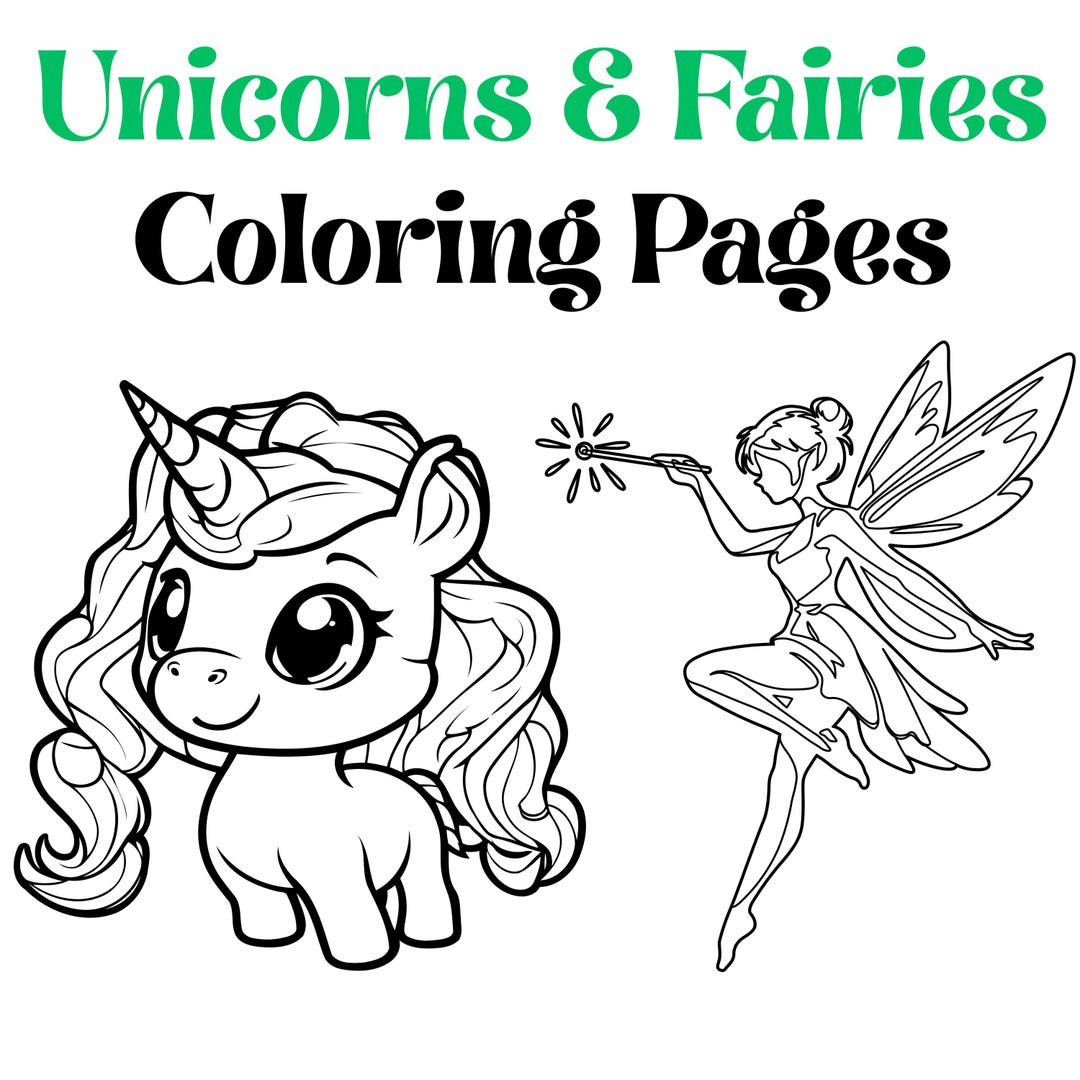 Unicorns & Fairies Coloring Pages/printable Coloring Pages/coloring ...