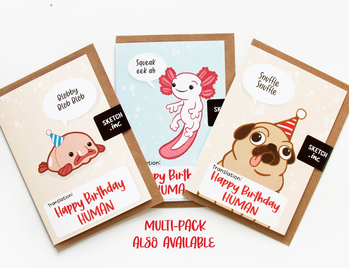 Axolotl Birthday Card Happy Birthday Funny Card | Etsy