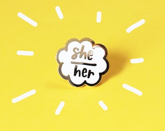 She Her Pronoun Pin, 1.5 Inches, Pronoun Hard Enamel Pins the Sun, the Moon and the Stars - Etsy