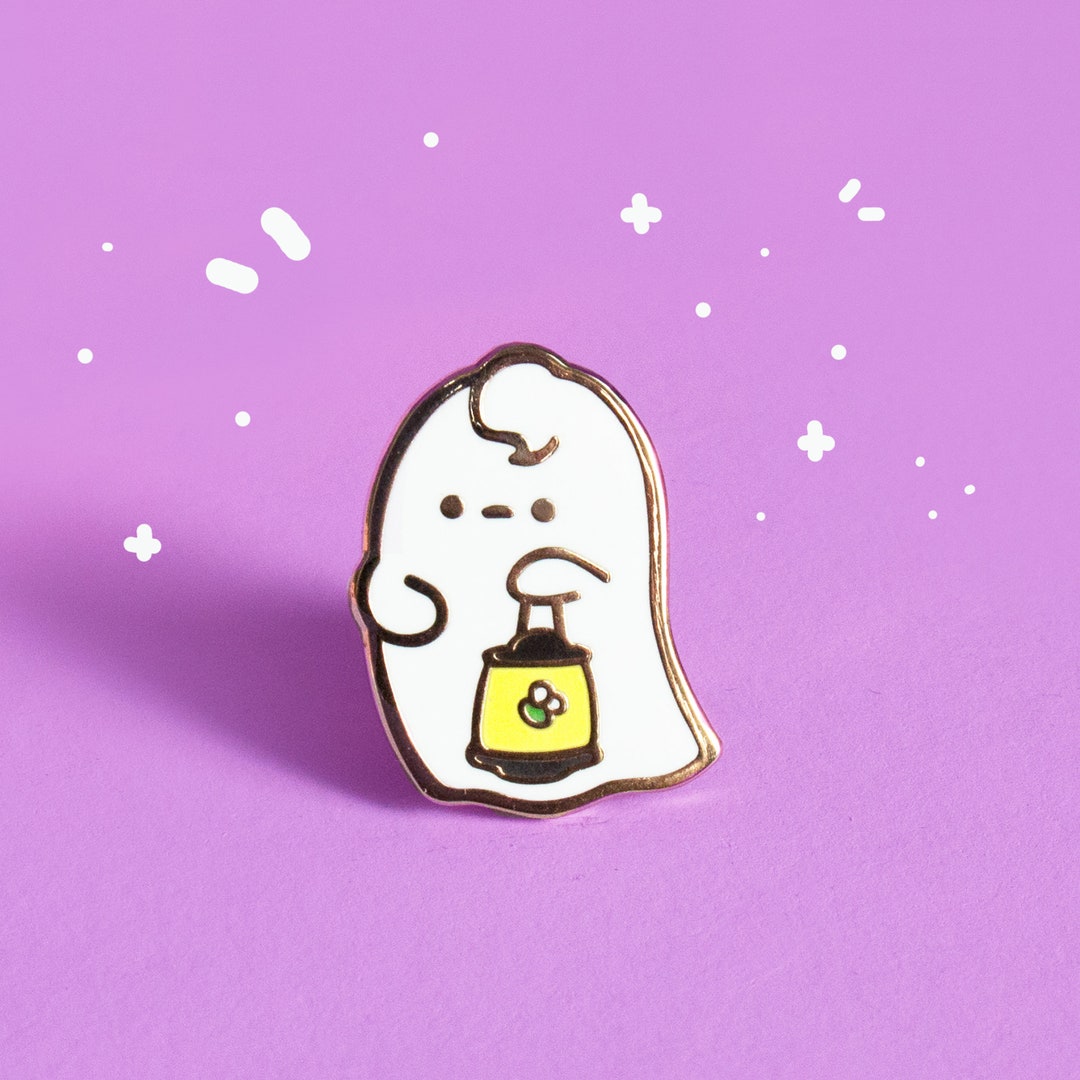 Cute Ghost Pin - Spooky Kawaii Halloween Enamel Metal Badge - Pastel ...