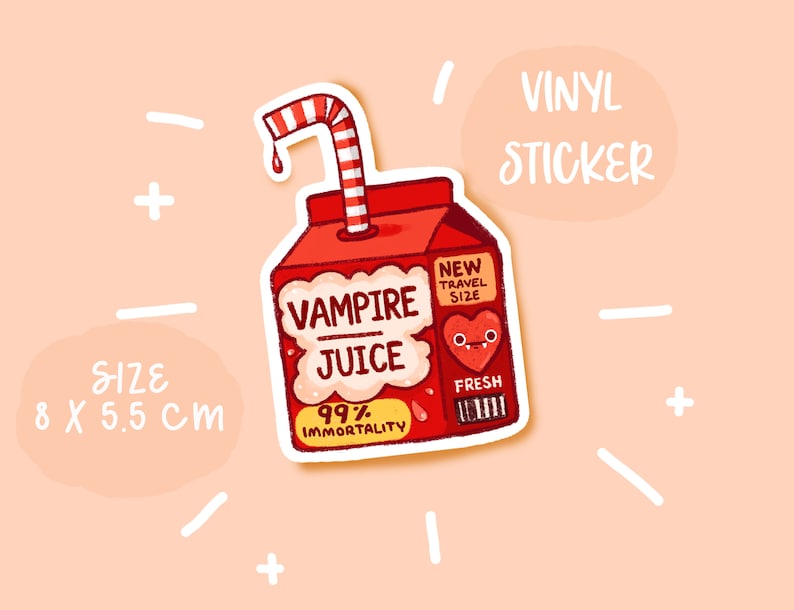 Vampire Juice Box Sticker - Halloween Dracula Blood Vinyl Die Cut ...