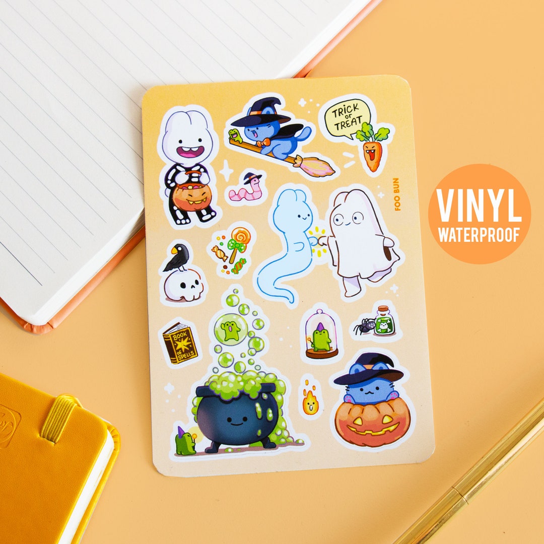 Cute Halloween Sticker Sheet Spooky Witchy Fall Animals - Etsy