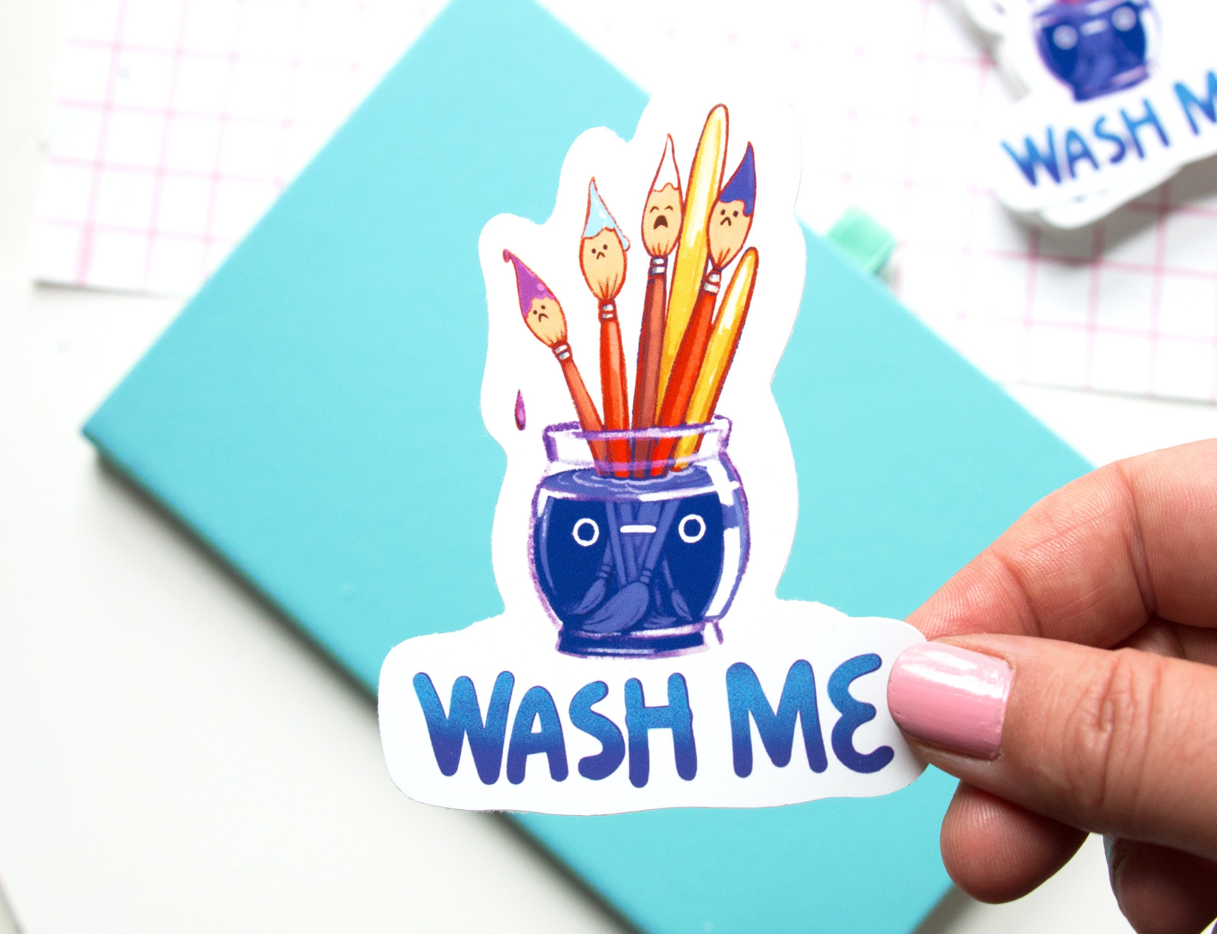 Wash Me Paintbrush Sticker Gift for Artist and Painter Die - Etsy UK