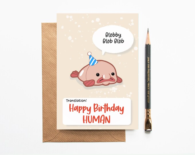 BLOBFISH Birthday Card - Happy Birthday - Fish Funny Card - Etsy