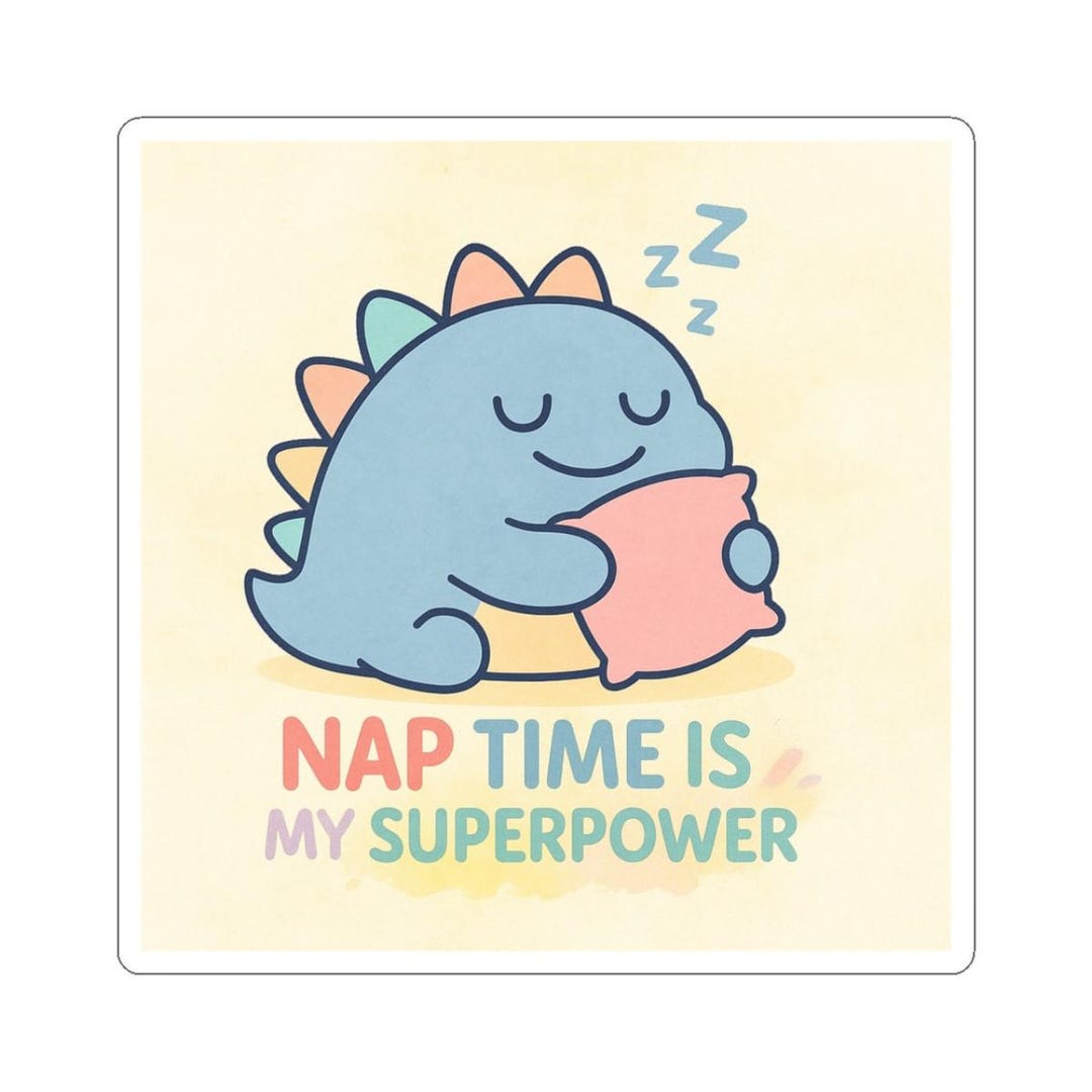 Kawaii Dino Nap Time Sticker: Laptop, Water Bottle Vinyl Decal - Etsy