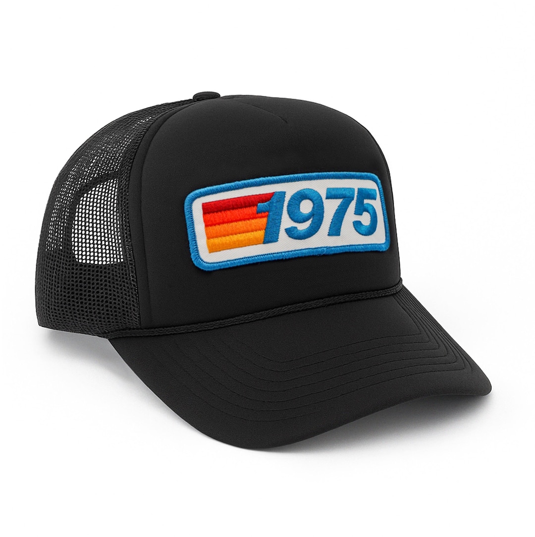1975 Retro Stripe Patch Trucker Hat - 50th Birthday Gift - Etsy