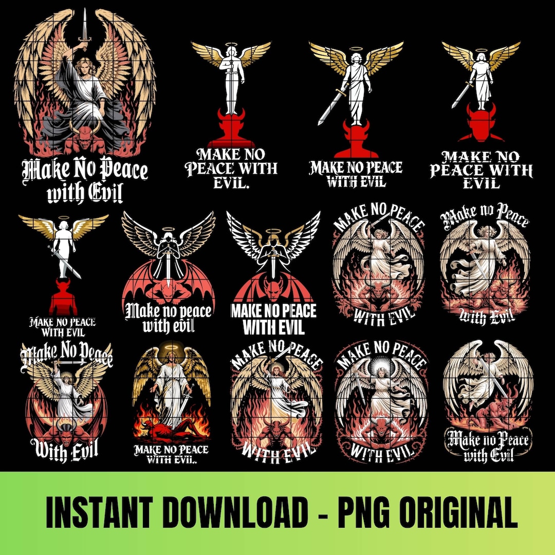 Make No Peace With Evil Original PNG SVG, Archangel Warrior Christian ...