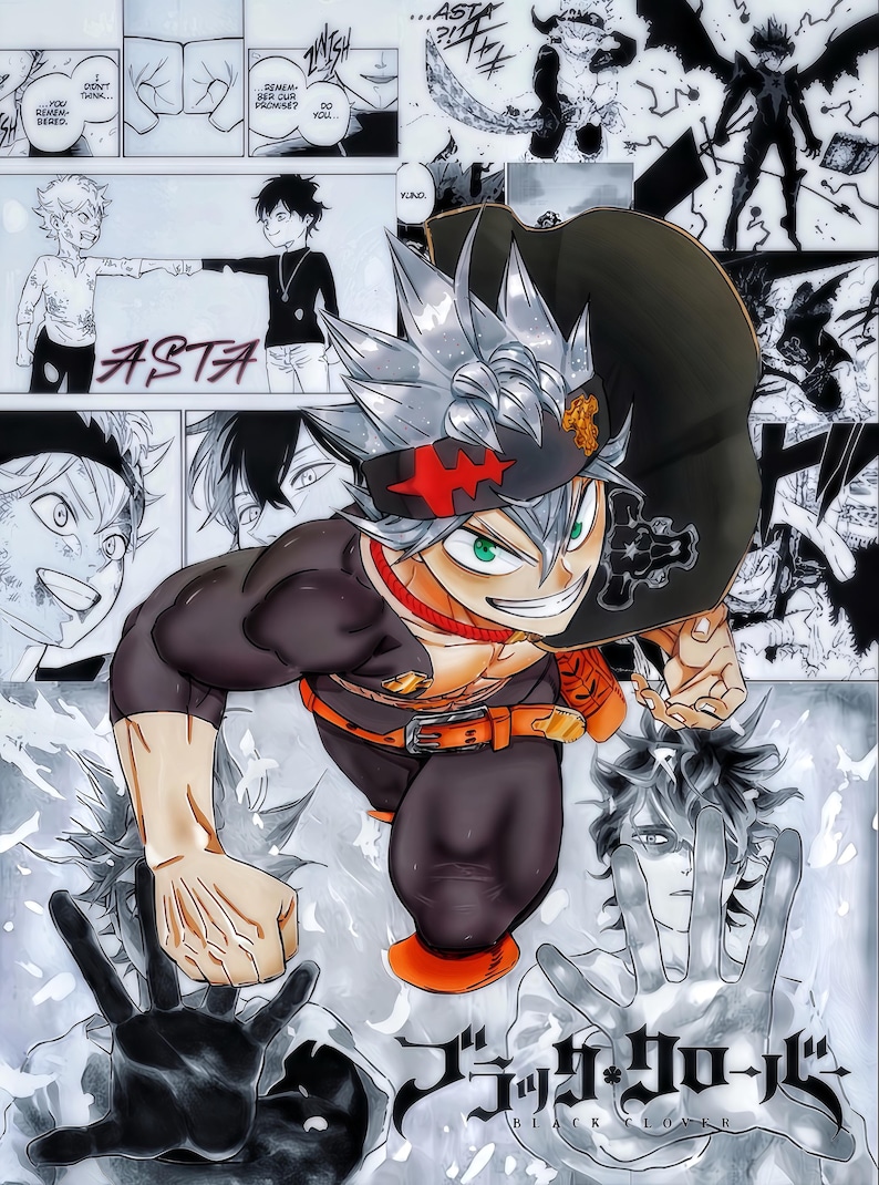 Confident Asta Anime Wall Art | Manga Style Digital Poster | Black ...