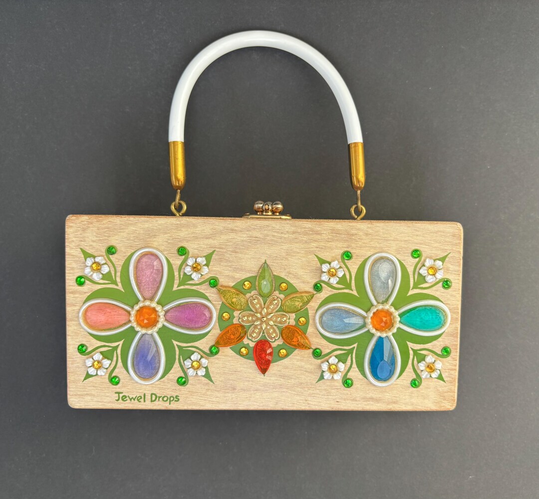 Vintage Jewel Drops Collins of Texas Wood Box Bag * ENID COLLINS ...