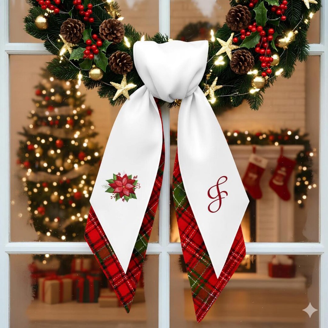 Embroidered Christmas Tree Wreath Sash With Custom Monogram ...