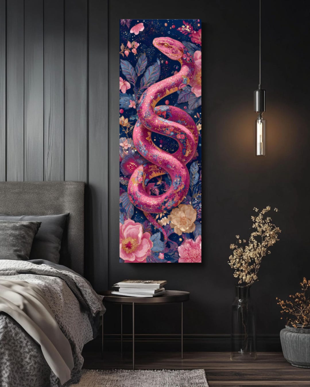 Luxurious Pink Snake Canvas - Etsy