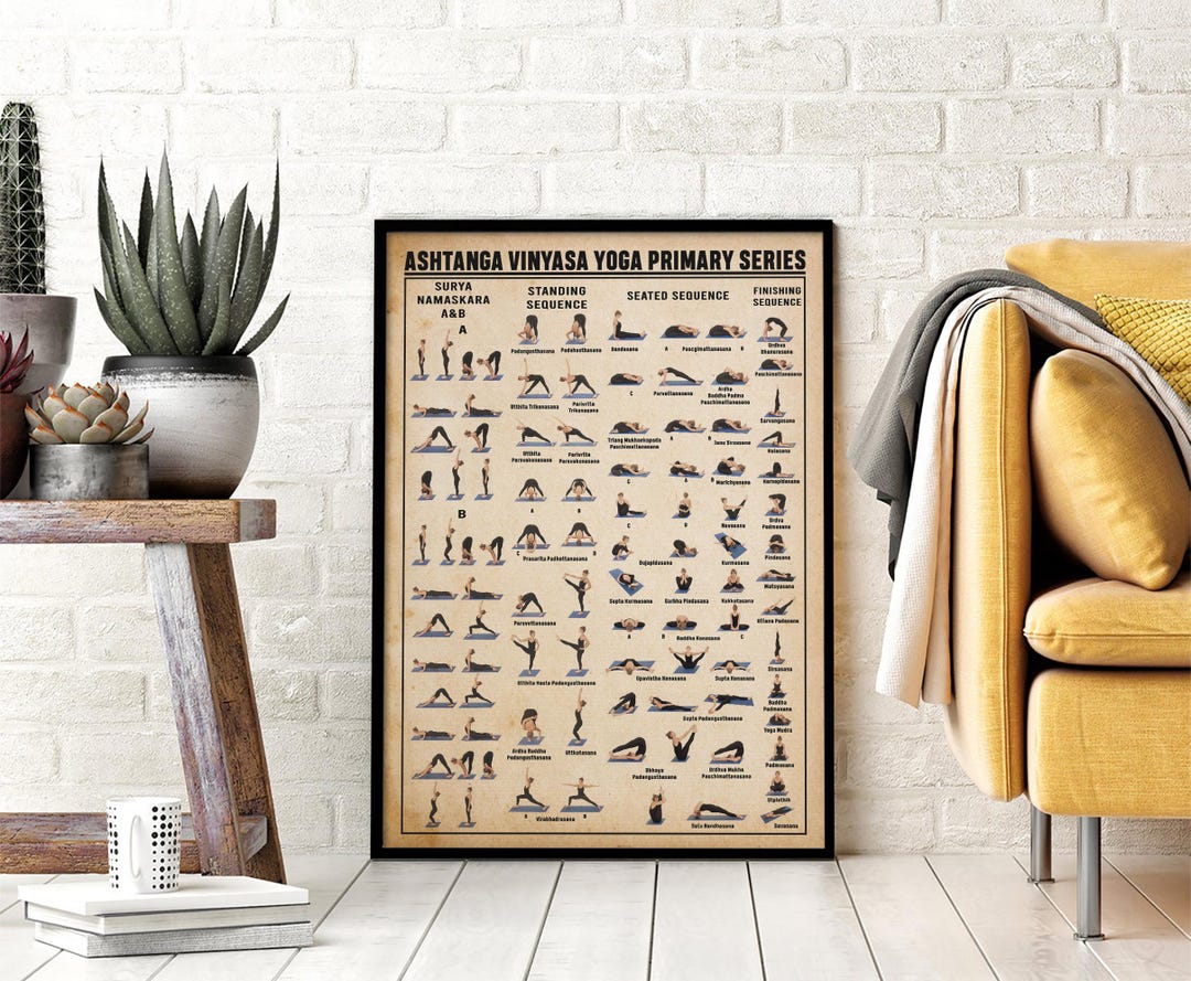 Ashtanga Vinyasa Yoga Primary Series Poster, Detailed Yoga Pose Chart ...