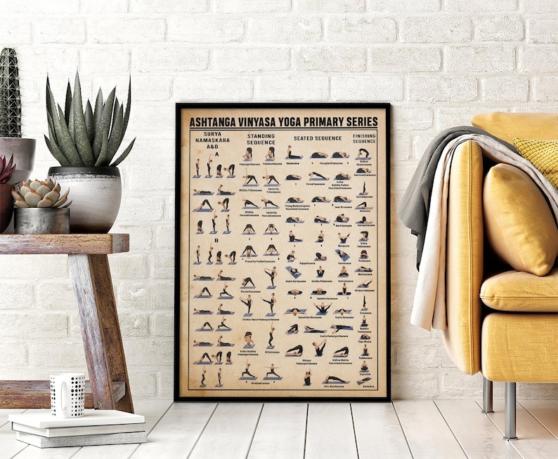 Ashtanga Vinyasa Yoga Primary Series Poster, Detailed Yoga Pose Chart ...