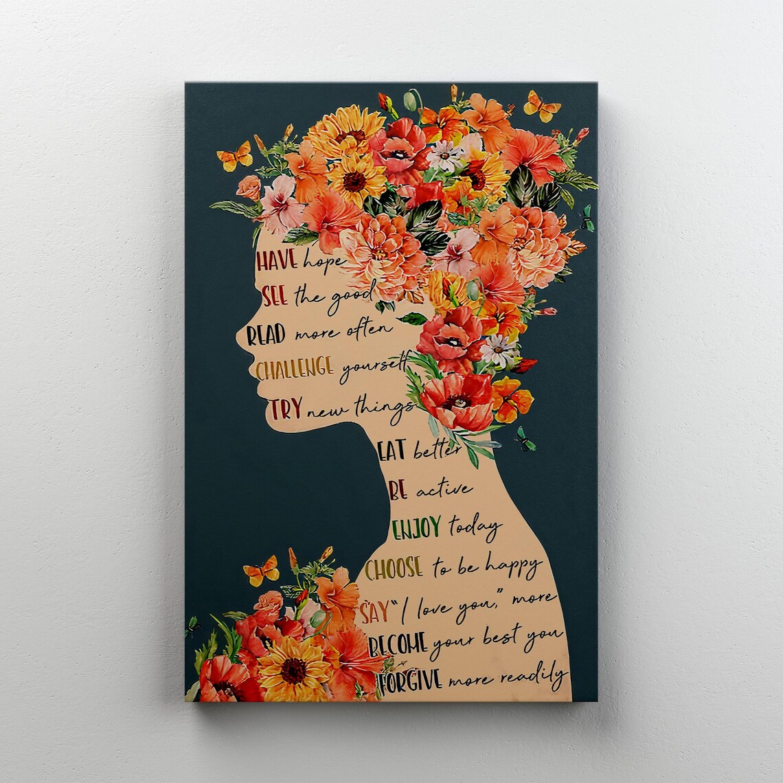 Inspirational Growth Mindset Poster, Empowering Women Floral Art Print ...