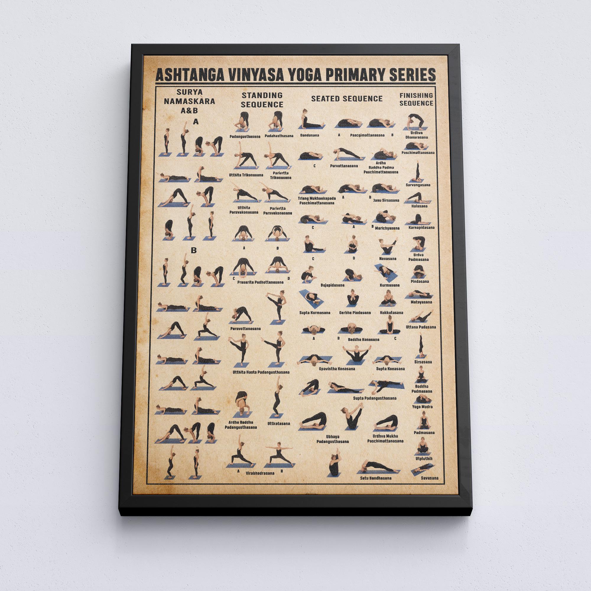 Ashtanga Vinyasa Yoga Primary Series Poster, Detailed Yoga Pose Chart ...