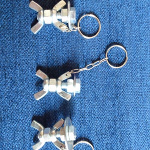 Bolt Nut Character Keychain - Whimsical Metal Keyring Handcrafted in ...