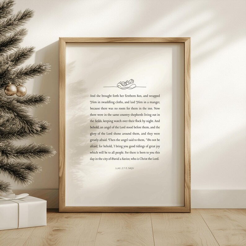 Christian Christmas Nativity Wall Art | Luke 2 Scripture Printable ...