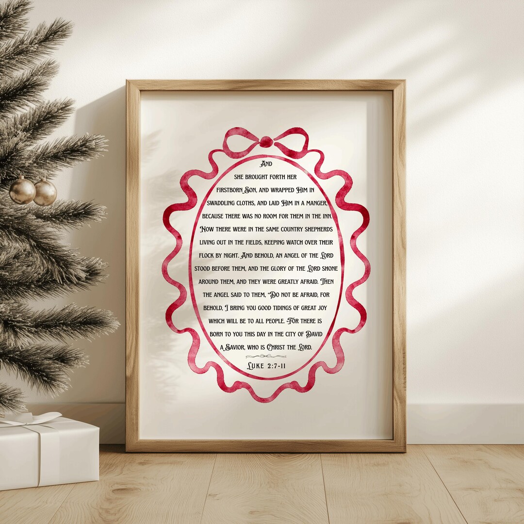Christian Christmas Nativity Wall Art | Luke 2 Scripture Printable ...